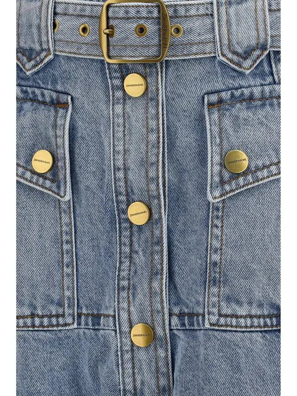 Zimmermann Utility Denim Midi Skirt