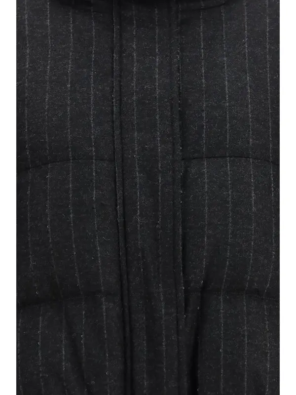 Brunello Cucinelli Cropped Pinstripe Wool Puffer Jacket
