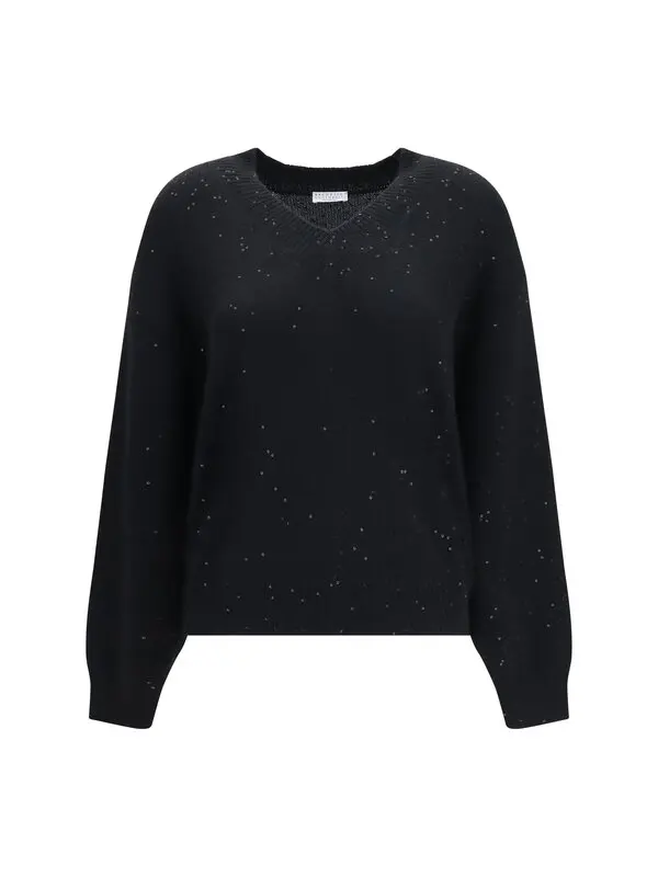 Brunello Cucinelli Diamante Cashmere And Silk Sweater - Black