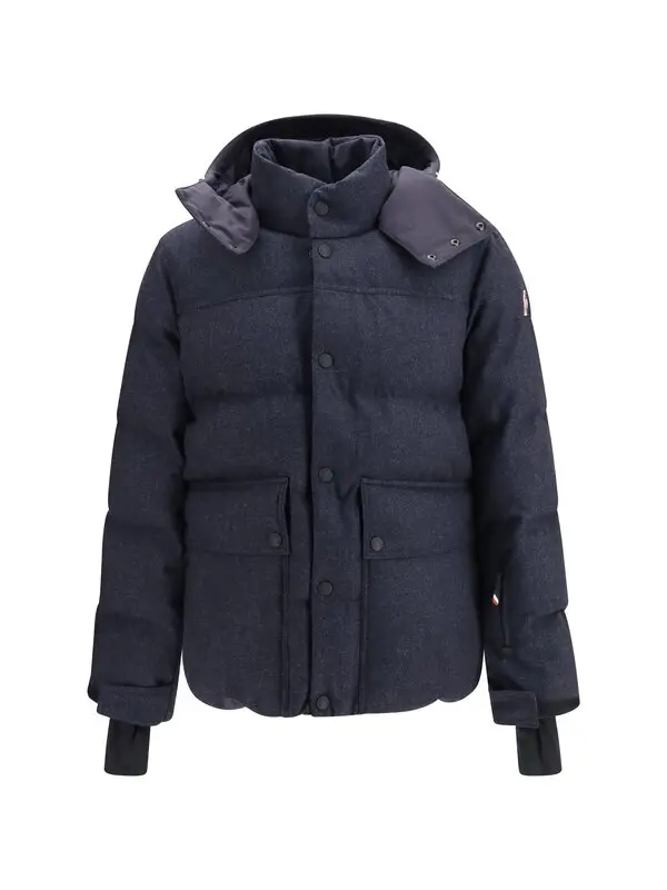 Moncler Padded Denim-effect Wool Ski Jacket - Blue