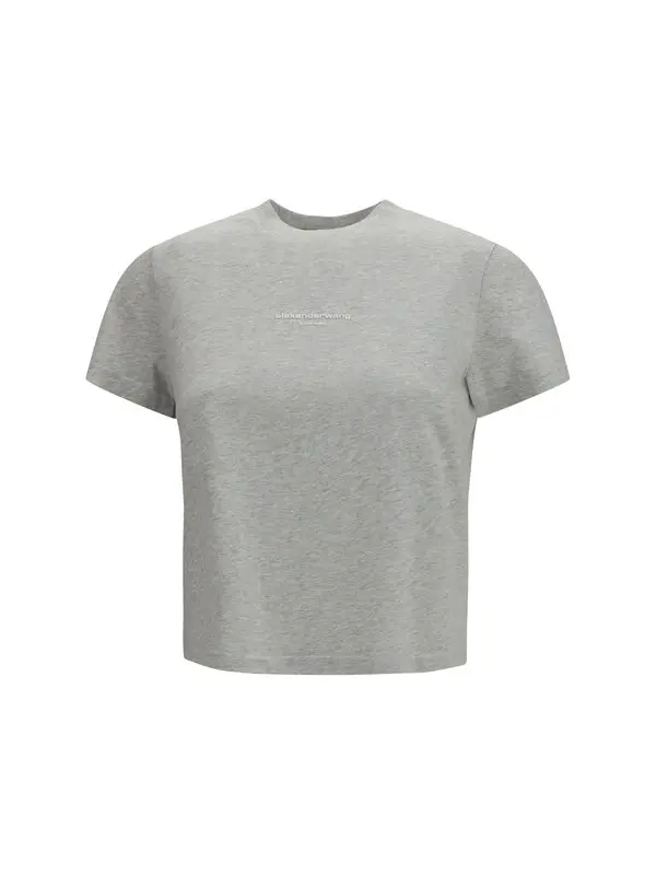 Alexander Wang Short-sleeve T-shirt With Central Logo Print - Gray