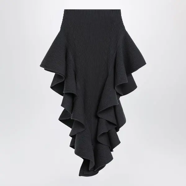 Alaïa Blue-grey Wool Ruffle Skirt