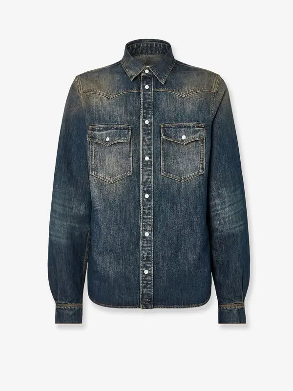 Fendi Cotton Blend Denim Jacket With Washed-out Effect - Multicolor