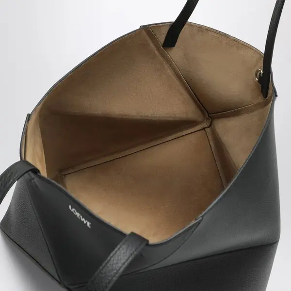 Loewe Medium Leather Puzzle Fold Tote Bag - Black