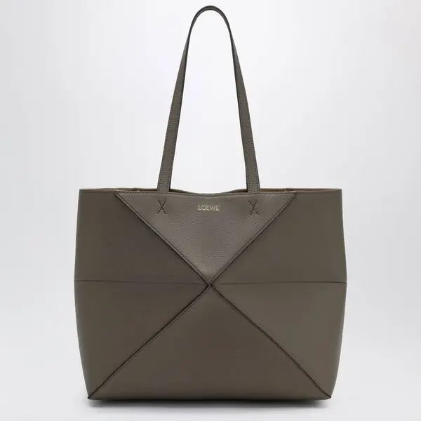 Loewe Medium Puzzle Fold Tote Bag In Taupe Grenade Leather - Brown