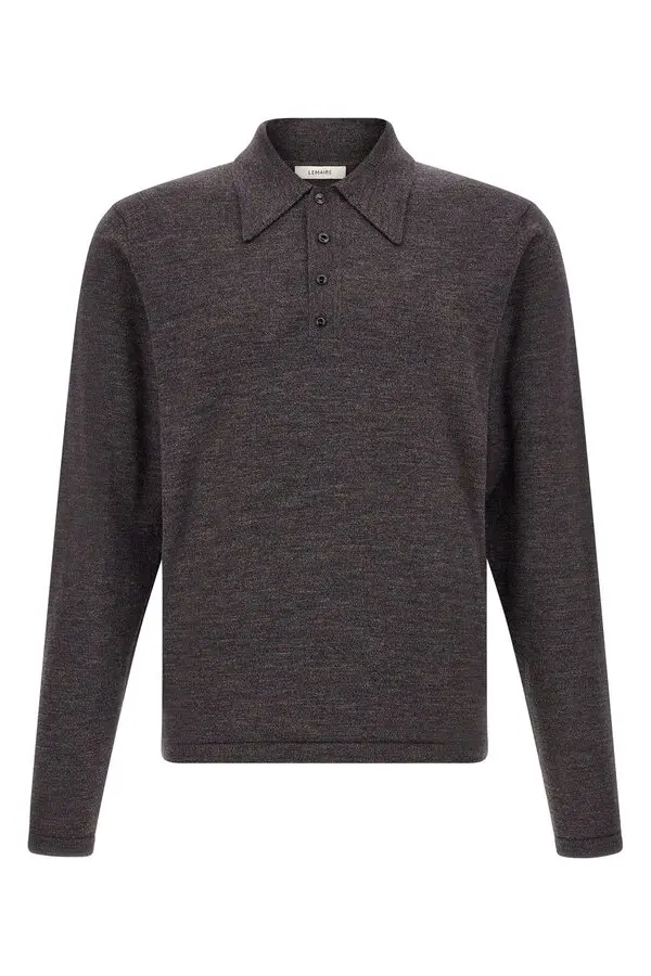 LEMAIRE Long-sleeve Polo In Mouliné Wool