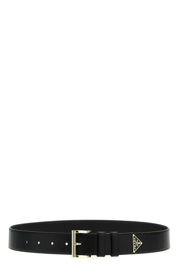 Prada Leather Belt With Triangle Logo