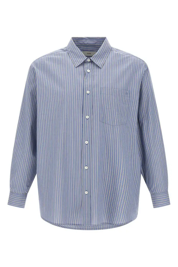 DUNST Striped Cotton Shirt - Light Blue