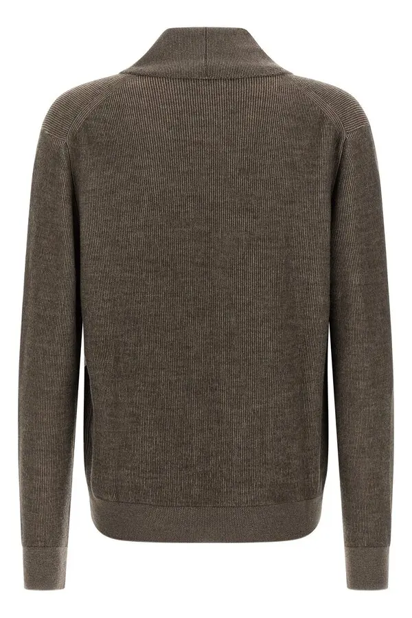 Brioni Ribbed Knit Cardigan
