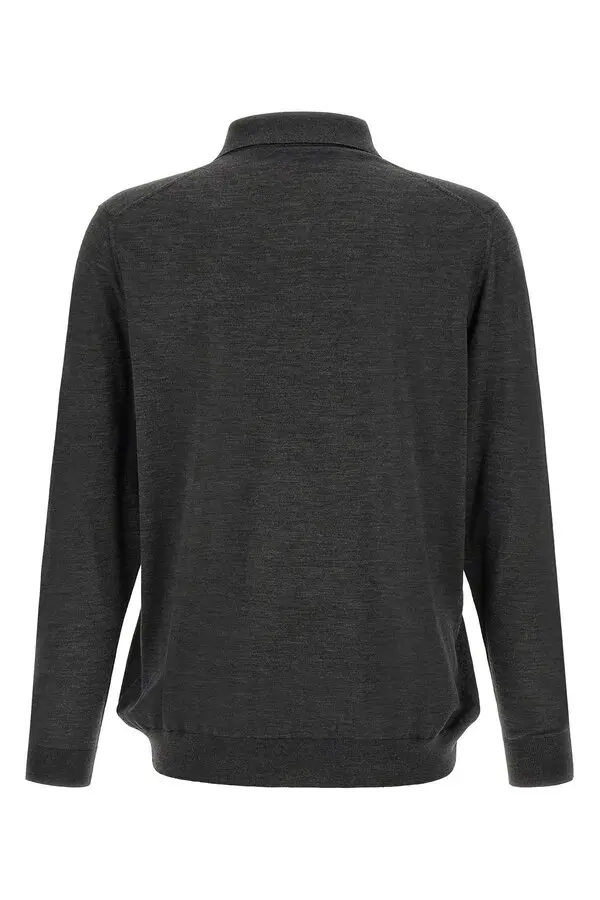 Kiton 14-micron Wool Polo With Enamel Zip Detail - Gray