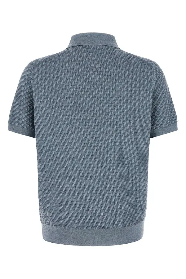 Brioni Short-sleeved Polo Shirt With Textured Weave