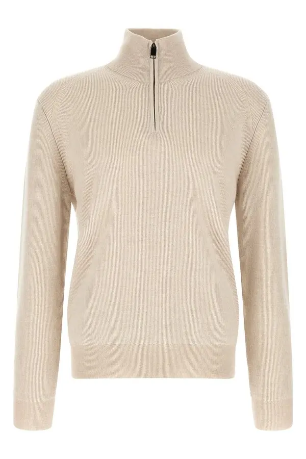 Brioni Ribbed Half-zip Sweater