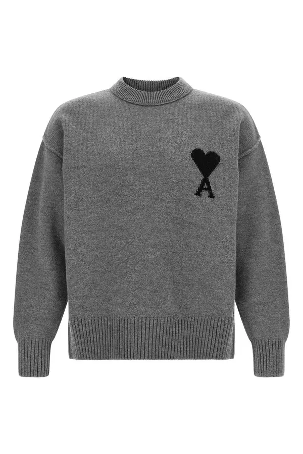 AMI Paris Grey De Coeur' Sweater - Gray