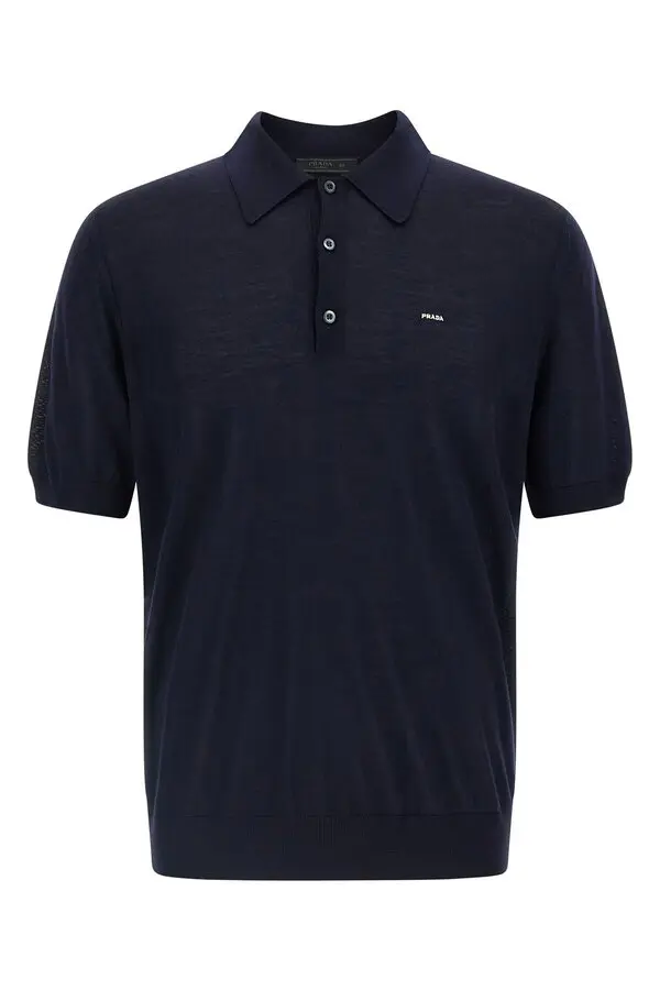 Prada Virgin Wool Polo Shirt With Logo Detail