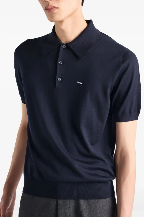 Prada Virgin Wool Polo Shirt With Logo Detail