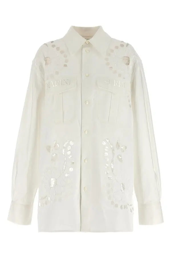 MARINE SERRE Regenerated Household Linen Twin Pocket' Shirt - White
