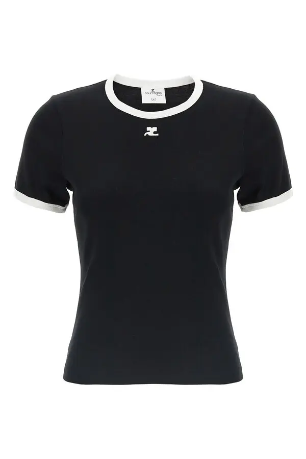 COURREGES Courrèges T-shirt With Contrast Trim - White/black