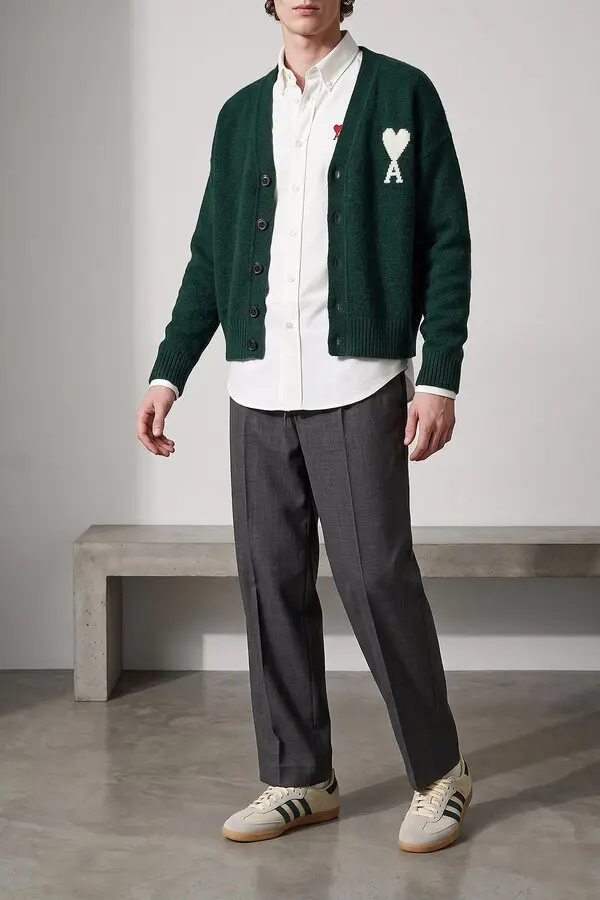 AMI Paris Virgin Wool Trousers With Elasticated Waist