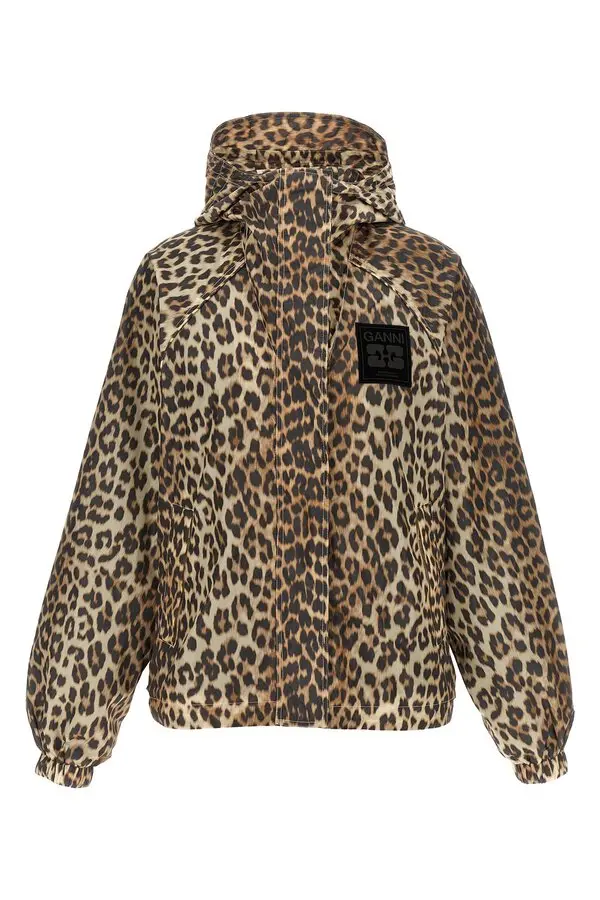 GANNI Windbreaker With Silicone Logo Patch - Multi