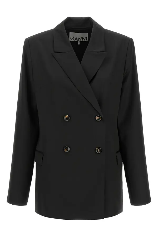 GANNI Double-breasted Wool Blazer