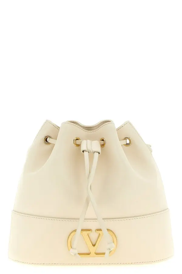 Valentino Garavani Mini Bucket Bag With Vlogo Signature Detail - White