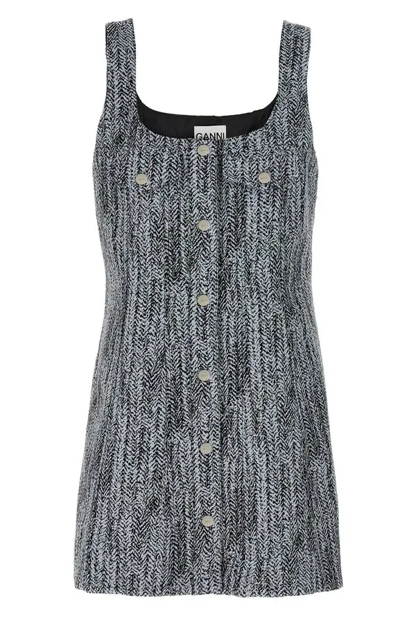 GANNI Dress 'cotton Tweed Mini Dress - Multi