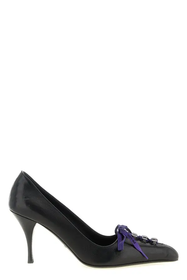 Prada Leather Pumps With Lace-up Detail
