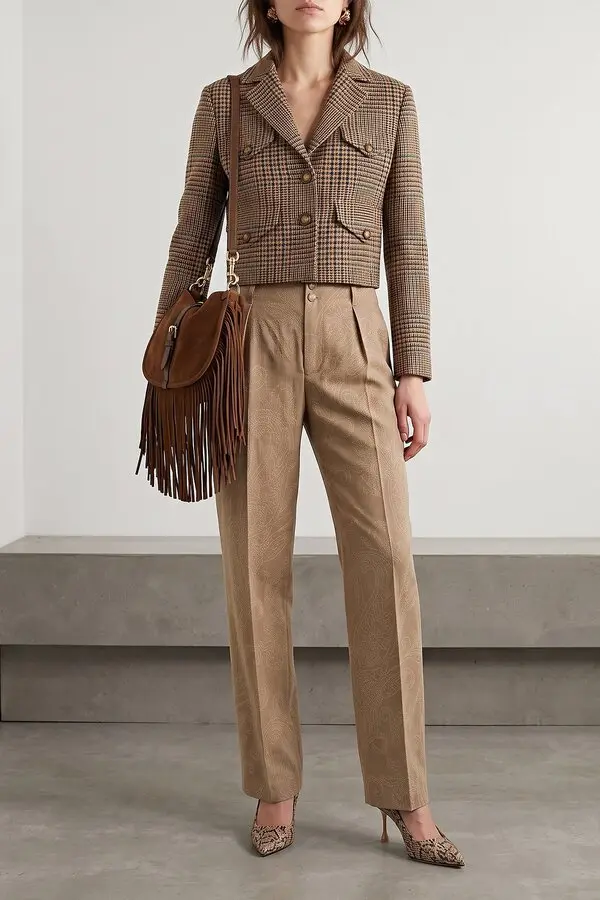 Etro Cropped Wool Blazer With Pegasus Buttons