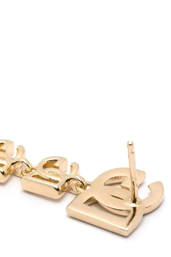 Dolce & Gabbana Drop Earring With Dg Logo - Gold