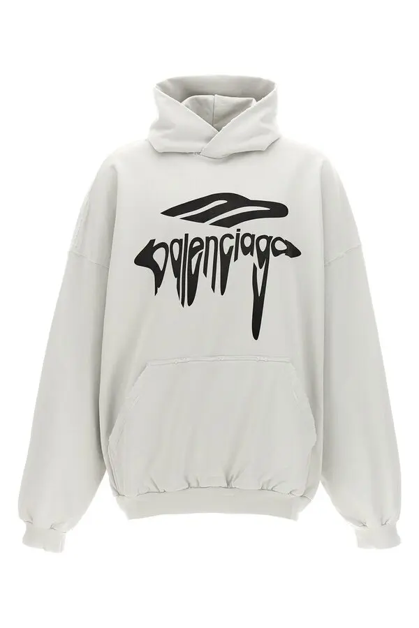 Balenciaga 3b Liquified Large Fit' Hoodie - White