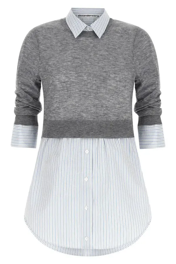 Alexander Wang Layered Striped Shirt Sweater
