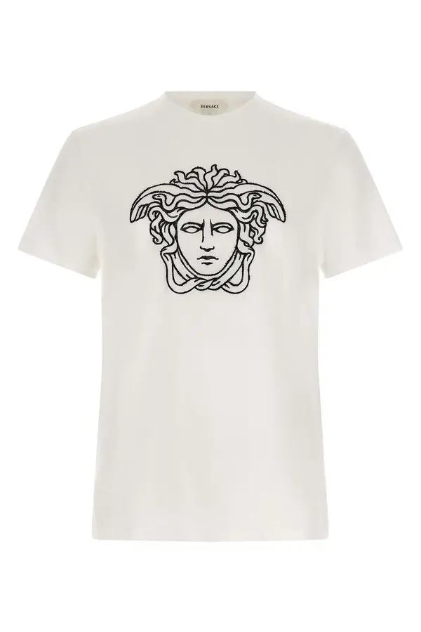 Versace Cotton T-shirt With Medusa Embroidery