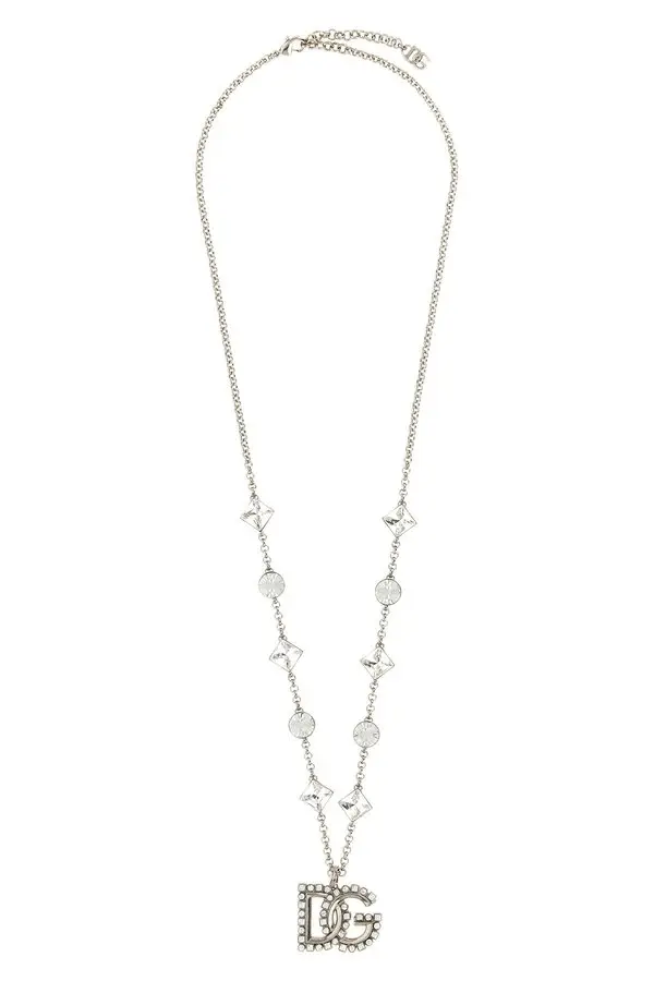 Dolce & Gabbana Fine Link Necklace With Crystal Dg Logo