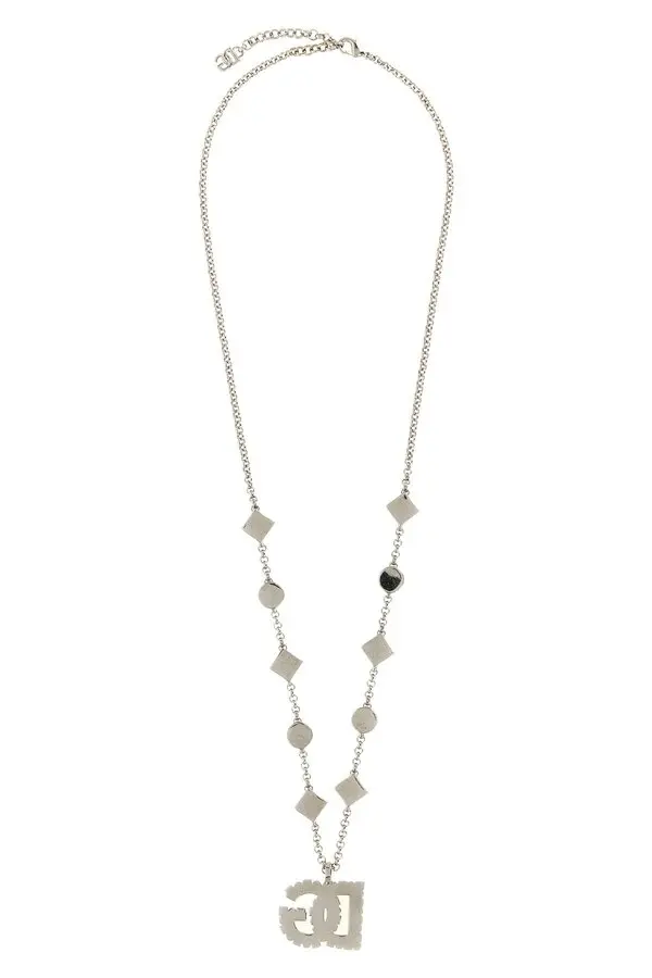 Dolce & Gabbana Fine Link Necklace With Crystal Dg Logo