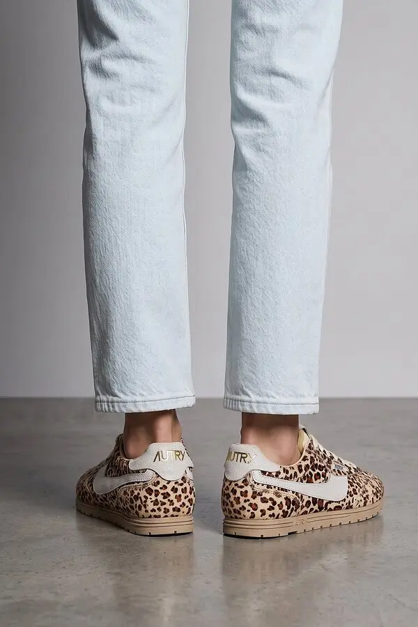 AUTRY Windspin Low Animalier Leather Sneakers