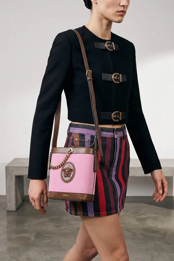 Versace Cropped Jacket Gold-tone Buckle Detail