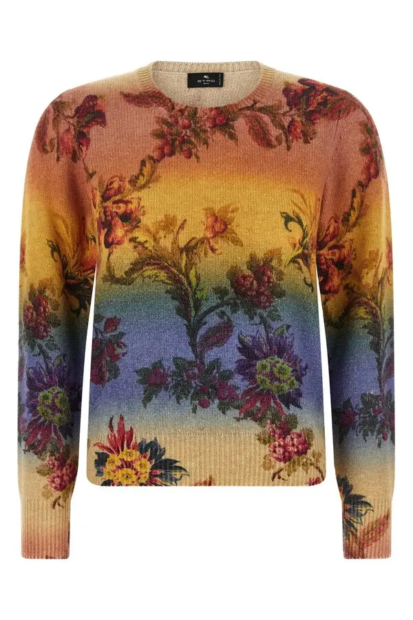 Etro Crewneck Sweater With Floral Jacquard Knit