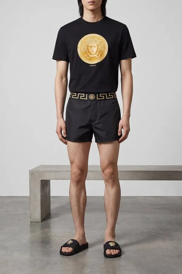 Versace T-shirt Gold Medusa Coin Print