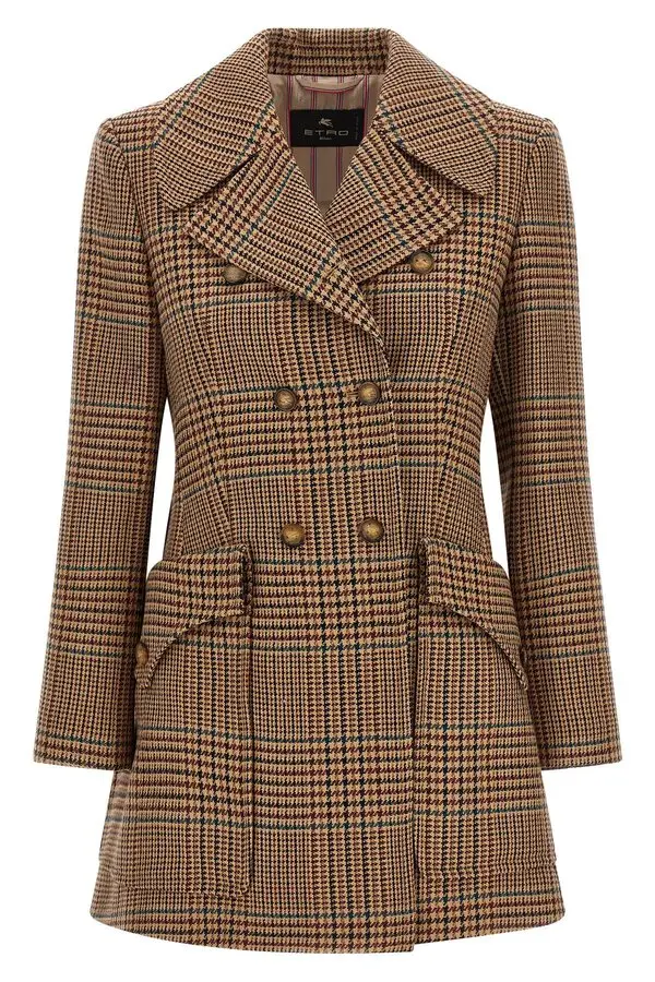 Etro Pure Wool Coat With Prince Of Wales Check