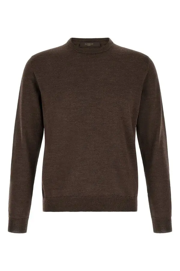 ZANONE Crewneck Sweater With Ribbed Trims - Brown