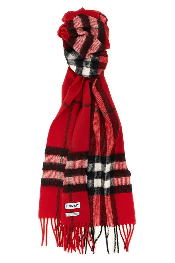 Burberry Cashmere Check Scarf - Red