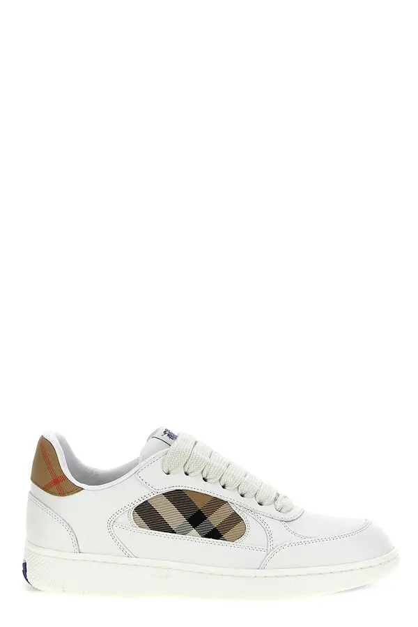 Burberry Leather Sneakers With Check Inserts