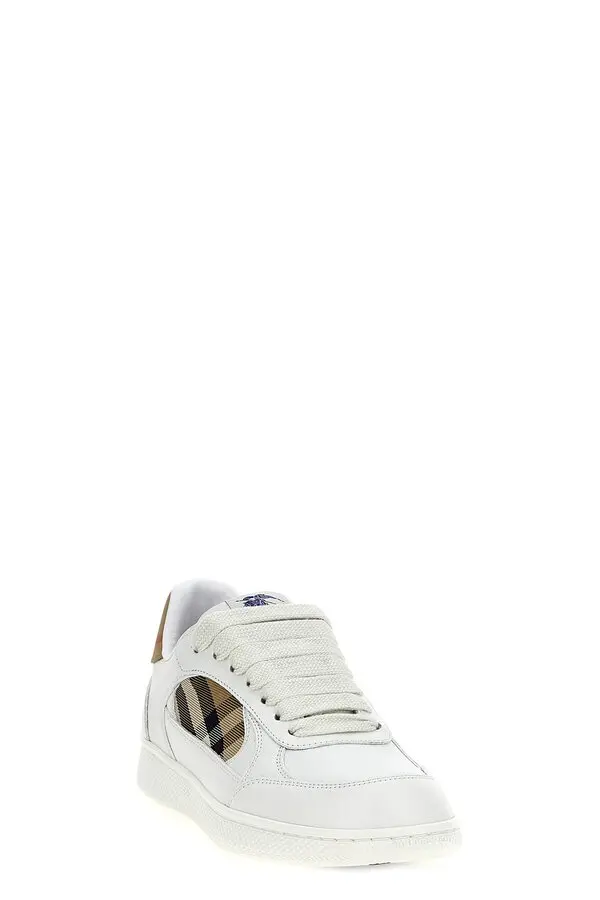 Burberry Leather Sneakers With Check Inserts