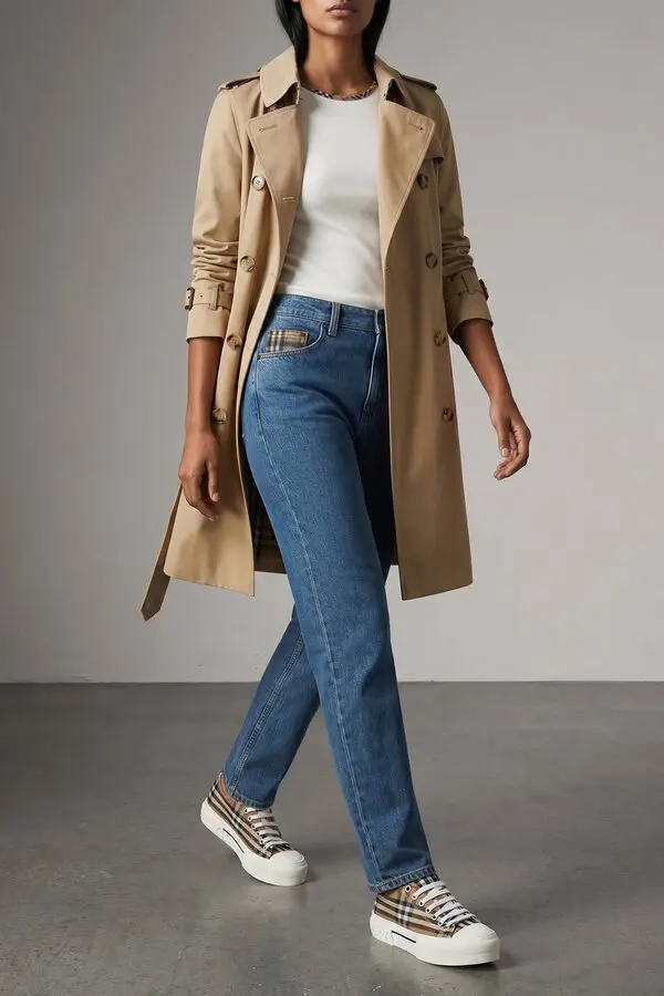 Burberry Straight Jeans With Check Coin Pocket