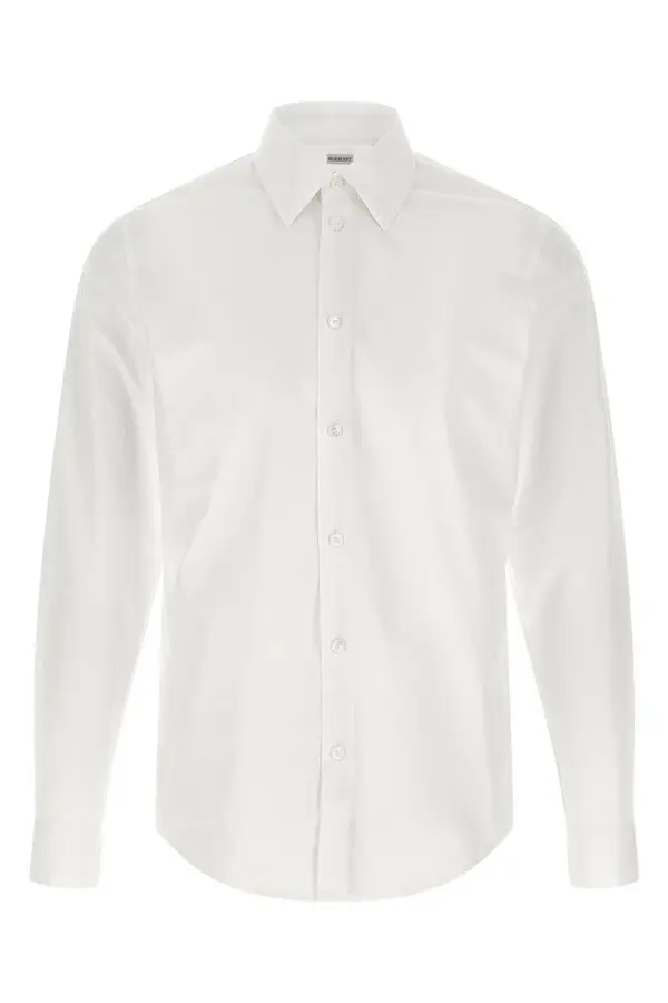 Burberry Cotton Shirt With Check Details - White