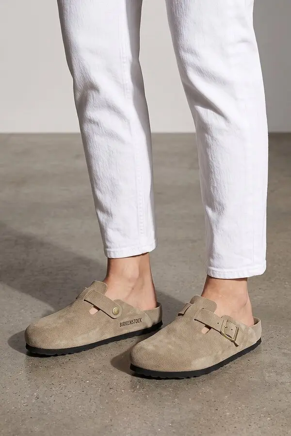 BIRKENSTOCK Suede Clog With Engraved Buckle