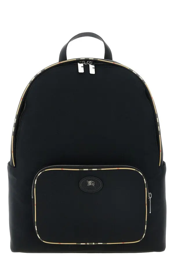 Burberry Check Trim Backpack - Black