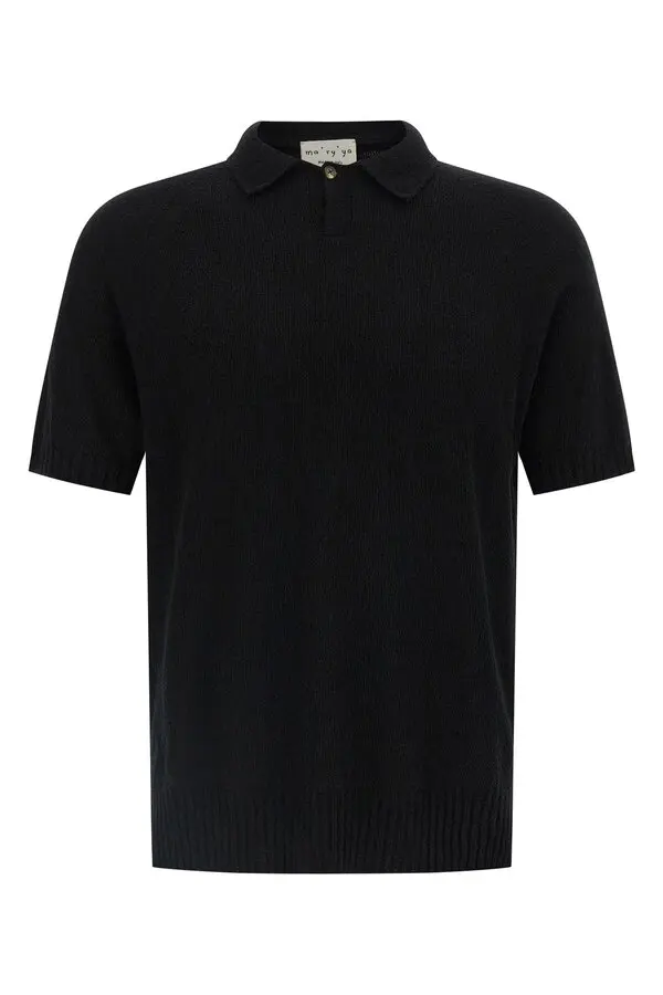 MA'RY'YA Polo Shirt With Ribbed Trims - Black