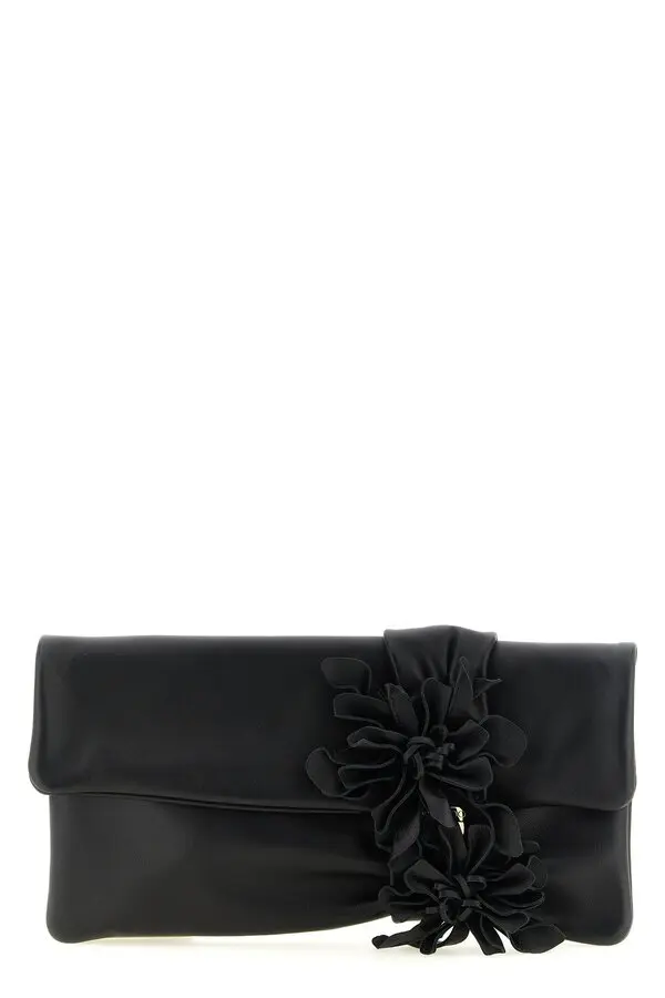 JIMMY CHOO Zandra Leather Clutch With Floral Appliqu