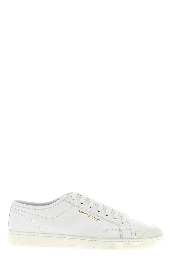 Saint Laurent Low-top Sneaker With Gold-tone Logo - White